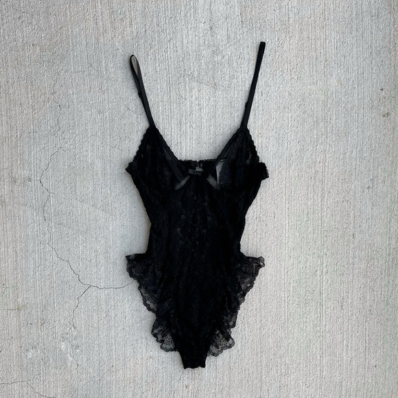 Tops | Vintage Black Lace Teddy | Poshmark